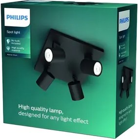 Philips Runner 4x GU10 20W černá / Bodové svítidlo / IP20 / bez zdroje