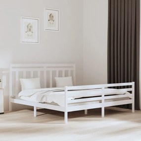Rám postele bílý masivní dřevo 200 x 200 cm,  3105336 HangarStore.cz