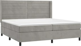 Box spring postel s matrací světle šedá 200x200 cm samet 3132759