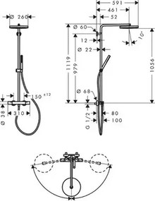 Hansgrohe Pulsify S Puro - Sprchový set s termostatem | průměr 26 cm |