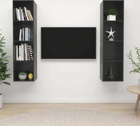 vidaXL Nástěnné TV skříňky 2 ks dřevotříska [3079865] Barva: černá s vysokým leskem