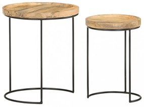 Odkládací stolek 2 ks dřevo / kov Dekorhome Akácie