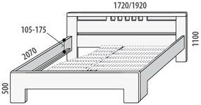 Postel Sofia, čelo rovné čtverečky 180,160 Domestav F112 Materiál: Buk cink, Povrchová úprava: Moření, Specifikace: 180x200