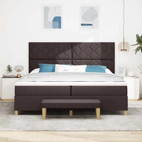 Postel s boxspringem s čelo Tmavě hnědá 200 x 200 cm textil 3344404