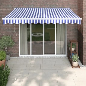 Zatahovací markýza modrá a bílá 3,5 x 2,5 m textil a hliník 3154422