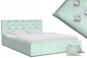 Luxusní manželská postel CRYSTAL mátová 180x200 s dřevěným roštem