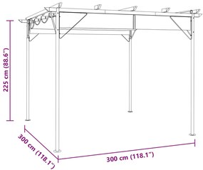 vidaXL Marketos Pergola se zatahovací střechou taupe 3 x 3 m ocel 180 g/m²