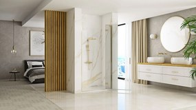 Rea Hugo, sprchové dveře 90x200 cm + boční magnetický profil, zlatá matná, KPL-45201