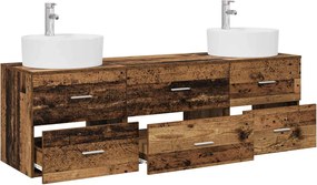 Sada koupelnových skříněk 3 ks Staré dřevo 62,5 x 44,5 x 50 cm 3405873