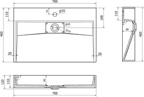 Mexen Ava umyvadlo z konglomerátu 1/O 70 x 46 cm, bílá - 23017001