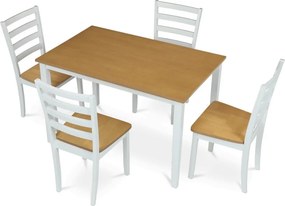 Jídelní set 1+4, rozměr stolu, MDF, dýha, masivní nohy, moření dub (120 x 75) cm