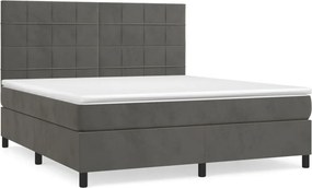 Box spring postel s matrací tmavě šedá 160x200 cm samet 3143032