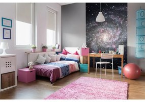 DIMEX | Dětská vliesová fototapeta na zeď Galaxie MS-2-0189  | 150 x 250 cm | černá, šedá, růžová