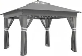Outsunny Garden Stan se solárně napájenými LED diodami Garden Stan s osvětlením, 336 cm x 270 cm, šedá