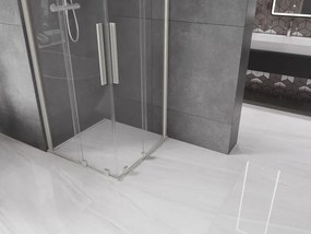 Mexen Velar Duo, sprchový kout s posuvnými dveřmi 90 x 90 cm, 8mm čiré sklo, broušená ocel, 871-090-090-02-97
