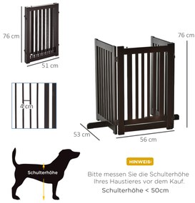 PawHut Bezpečnostní zábrana do dveří PawHut, volně stojící pro psy, nastavitelná a skládací, tmavě hnědé dřevo, bezpečná ochrana pro váš domov | Aoso…