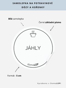 JÁHLY – bílá samolepka na dózu, základní písmo, 5 cm | DomaLEP