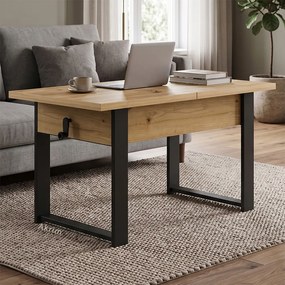 Rozkládací polohovací konferenční stolek HOGO 3v1 | 120-157x62,5-74,5x67 cm | síla horní desky 32 mm | dub artisan/černé nohy