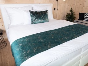 Biante Sametový přehoz/běhoun na postel Isabela IBL-007 Gold Design petrolejový 50x140 cm