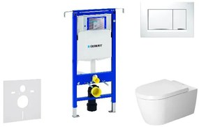 Geberit Duofix - Modul pro závěsné WC s tlačítkem Sigma30, bílá/lesklý chrom + Duravit ME by Starck - WC a sedátko, Rimless, SoftClose 111.355.00.5 NM5