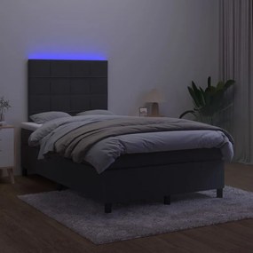 Box spring postel s matrací a LED černá 120x200 cm samet 3136115