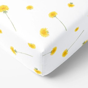 Goldea bavlněné napínací prostěradlo - pampelišky 180 x 200 cm