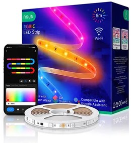 Smart LED pásek 12V 40LED/m IP44 18W RGB NOUS F4 5m WiFi Tuya