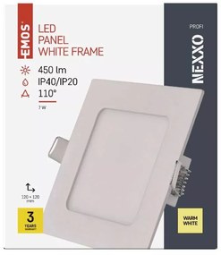 Emos lighting LED zápustný panel NEXXO, 12cm, 7W, čtvercový, bílý Barva: Bílá, Chromatičnost: 4000K
