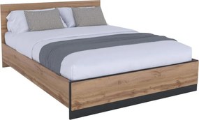 Postel AMONI 160x200, dub wotan/černá Kondela 0000400446