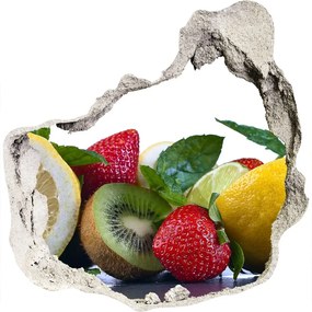 Wallmuralia Nálepka 3D díra na zeď Ovoce a zelenina 75x75 cm