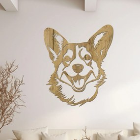 dřevo života Dřevěná dekorace na stěnu psa Corgi hlava Zvolte rozměr (cm): 34x40, Zvolte barvu dekoru: Dub zlatý