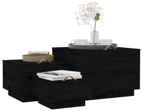Úložné boxy s víkem 3 ks černé masivní borové dřevo - Default Title