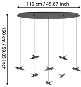 Eglo 390055 - LED Stmívatelný lustr na lanku PARATEBUENO 8xLED/4,2W/230V černá