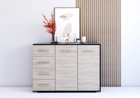 IDZ Komoda FRIDA 2D4S 01, 135 cm Dub Sonoma / Černá