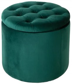 Stolička Modern Barock Storage 50cm samet tmavě zelená / 40737