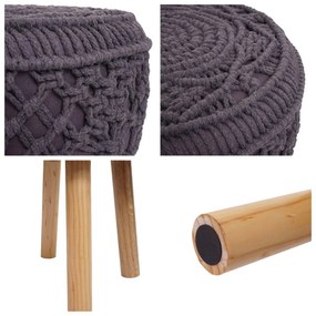 Taburetka J43 80482 - macrame, látka / dřevo, 45 x 41cm - Tmavě šedá