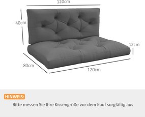 Outsunny 2místný Paletový Polštář 120cm x 80cm x 12cm s UV Ochrannou pro Zahradní Lavici, Tmavě Šedý