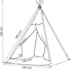 Teepee stan pro děti SPRINGOS Bílo-modrý s puntíky