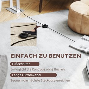 HOMCOM Moderní stojací lampa, 3 režimy, nožní spínač, nastavitelná jasnost, vzhled lnu, bílá