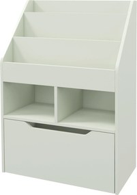 Dřevěná knihovna HOMCOM pro děti se 3 přihrádkami, 2 boxy a mobilním šuplíkem na 4 kolečkách – Knihovna pro dětský pokoj, hernu 60x29,9x90 cm Zelená |