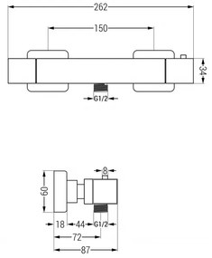 Mexen Tord sprchový set s dešťovou sprchou a termostatickou sprchou Cube, černá, 77200200-70