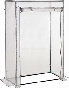 Skleník s PE fólií, dveře, zimní skleník z ocelové fólie, skleník 100 x 50 x 150 cm, bílý