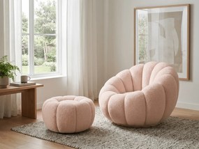 Designové křeslo BLOOM s taburetem, světle růžová