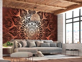 Tapeta oranžová mandala (150x105 cm) - Murando DeLuxe