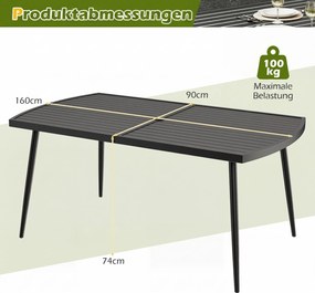 Costway Zahradní stůl Venkovní pro 6 osob z kovu s 4 cm otvorem na slunečník