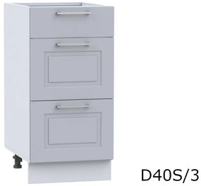 Kuchyňská skříňka dolní šuplíková NATALIA D40S/3, 40x82x44,6, popel/světle šedá