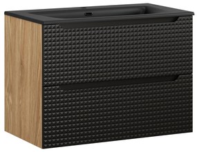 Comad Koupelnová skříňka s keramickým umyvadlem Luxor Black 80 cm - černá mat