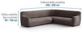 Bielastické potahy VENEZIA hnědá rohová sedačka (š. 350 - 530 cm)