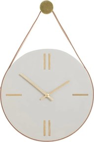 Hübsch Clock Betonové nástěnné hodiny na koženém řemínku šedé