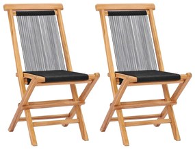 Skládací zahradní židle 2 ks masivní teakové dřevo a provázky,  49363